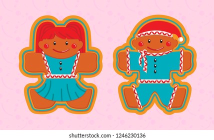 Gingerbread Man Woman Cute Vector Illustration Stock Vector (Royalty ...