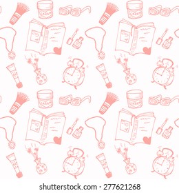 Girly Things Seamless Pattern Vector Background Stock Vector (Royalty ...