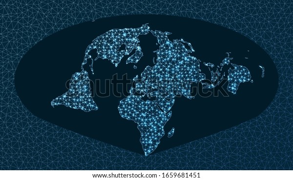 Global Network Sinu Mollweide Projection World Stock Vector Royalty Free 1659681451 Shutterstock