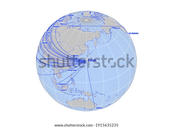 Globe Centered Tokyo Japan Vector Map Stock Vector (Royalty Free ...