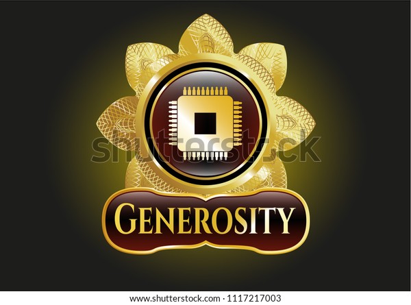 Gold Badge Microchip Microprocessor Icon Generosity Stock Vector ...