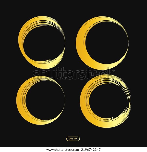 Gold Circle Frame Element Set Golden Stock Vector (Royalty Free ...