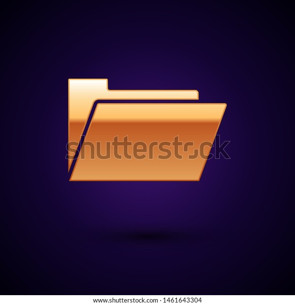 Gold Document Folder Icon Isolated On Stock Vector (Royalty Free ...