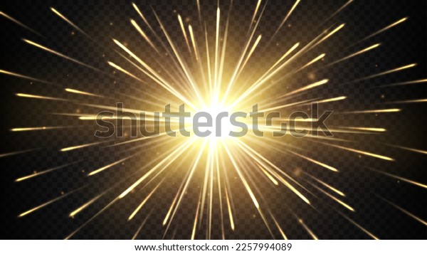 Gold Rays Particle Explosion Vector Illustration Stock Vector (Royalty ...