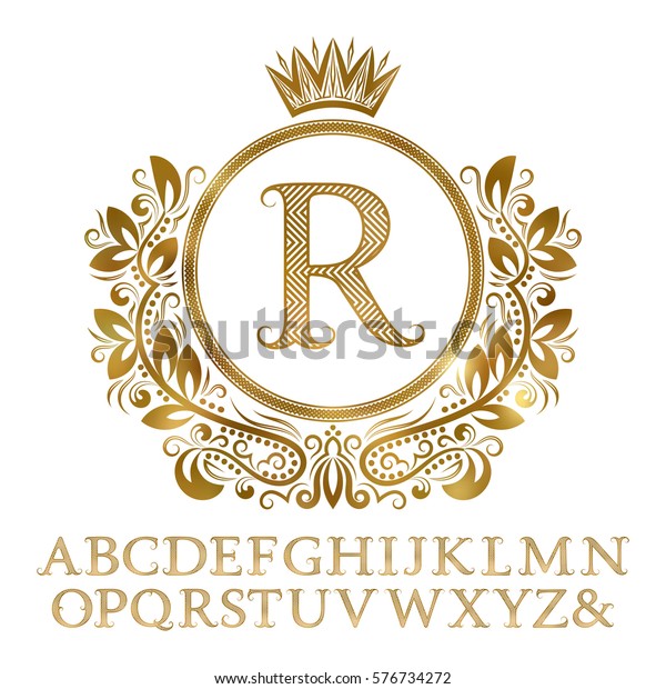 Golden Patterned Letters Initial Monogram Coat Stock Vector (Royalty ...