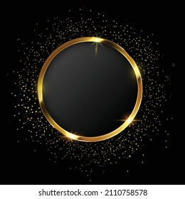Golden Sparkling Circle Frame Vector Stock Vector (Royalty Free) 2110758578 | Shutterstock
