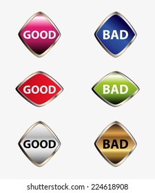Good Bad Button Set Vector Stock Vector (Royalty Free) 224618908 ...