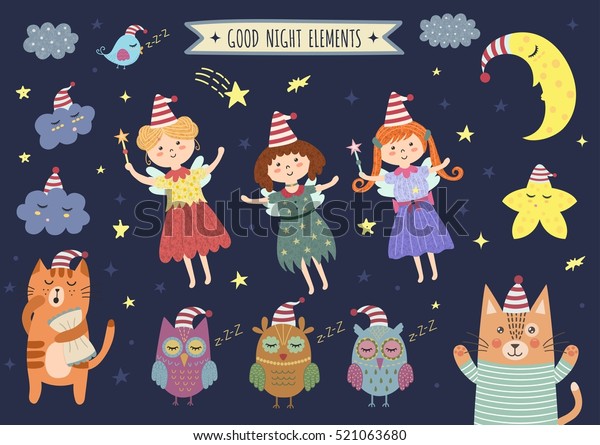 Good Night Isolated Elements Your Design Stock Vector (Royalty Free ...