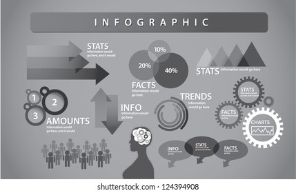 Gray Infographic Elements Set Stock Vector (Royalty Free) 124394908 ...
