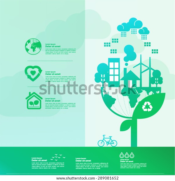 Green Creative Ecology Thinking Set Stock Vector (Royalty Free ...