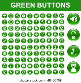 Vector Set Green Buttons Aqua-style Glossy Stock Vector (Royalty Free ...