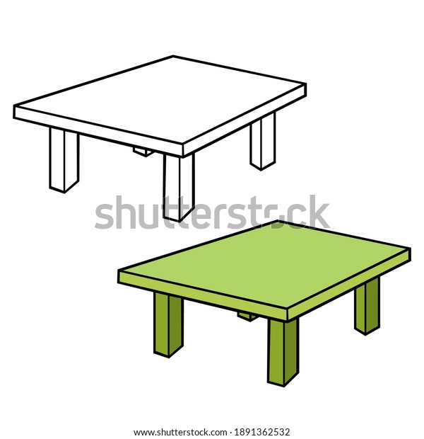 Green Table Vector Outline Stock Vector (Royalty Free) 1891362532 ...