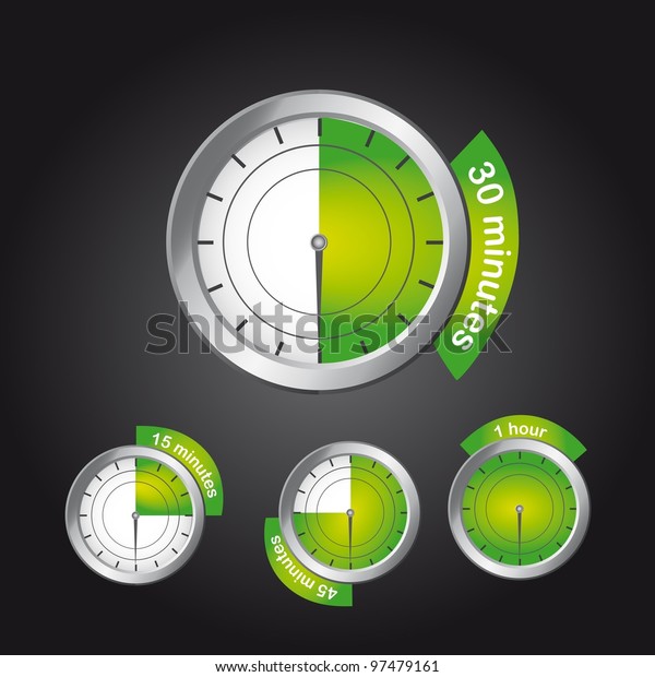 Green Timer Clock Over Black Background Stock Vector (Royalty Free ...