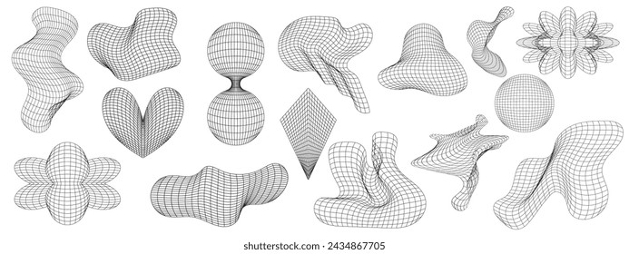 Grid Y2k Set Abstract Geometry Shape Stock Vector (Royalty Free) 2434867705 | Shutterstock