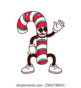 Groovy Candy Cane Character Vector Illustration Stock Vector (Royalty ...