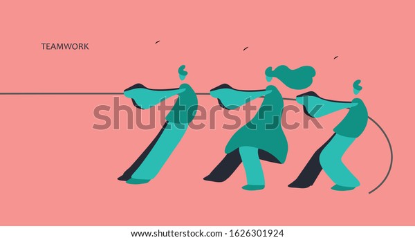 Group People Pulling Rope Vector Artwork Stock Vector (Royalty Free ...