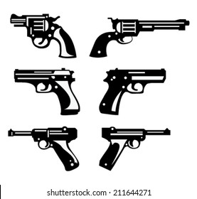 Cartoon Pistols Handguns Revolver Isolated On Stock Vector (Royalty ...