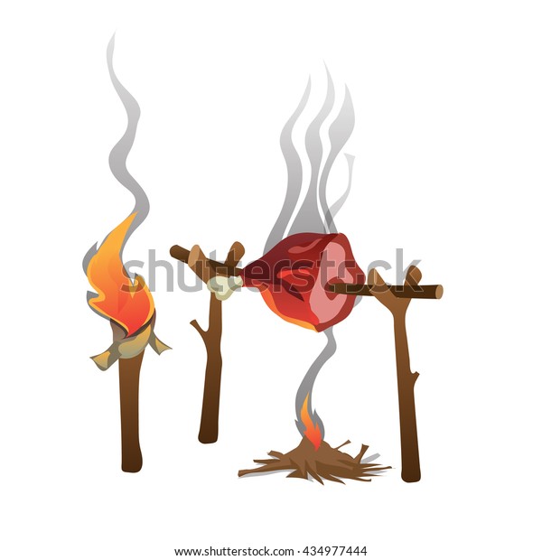 Ham Roasted On Fire Vector Stock Vector (Royalty Free) 434977444 ...