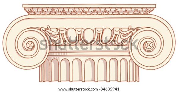 Hand Draw Sketch Ionic Column Based Stock Vector (Royalty Free ...