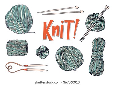 Hand Drawn Knitting Sketches Set Collection Stock Vector (Royalty Free ...