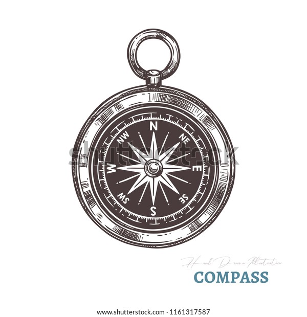 Hand Drawn Compass Isolated Vector Illustration Stock Vector (Royalty ...
