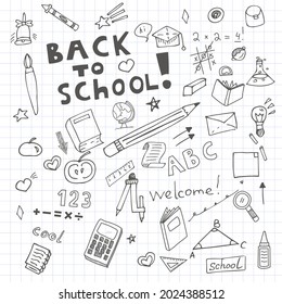 Hand Drawn Doodles School Elements Back Stock Vector (Royalty Free ...