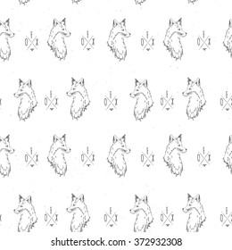 Hand Drawn Fox Pattern Stock Vector (Royalty Free) 372932308 | Shutterstock