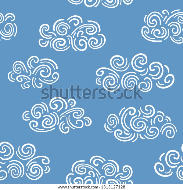 Hand Drawn Pattern Cute Clouds Background Stock Vector (Royalty Free ...