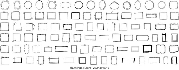 Hand Drawn Square Frames Sketchy Style Stock Vector (Royalty Free ...