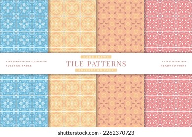 Hand Drawn Tile Patterns Collection 4 Stock Vector (Royalty Free ...
