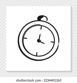 Hand Drawn Time Clock Vector Linear Stock Vector (Royalty Free ...