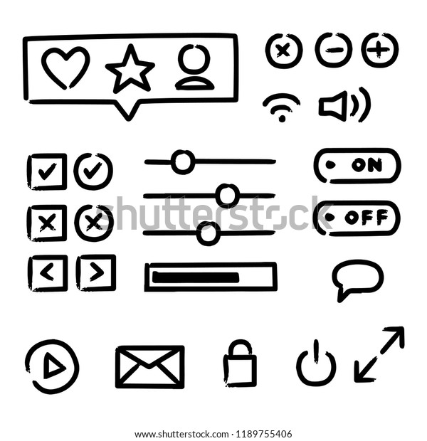Hand Drawn Ui Elements Web App Stock Vector (Royalty Free) 1189755406 ...