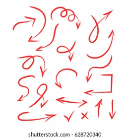 Red Outline Hand Drawn Decorative Arrow Stock Vector (Royalty Free ...