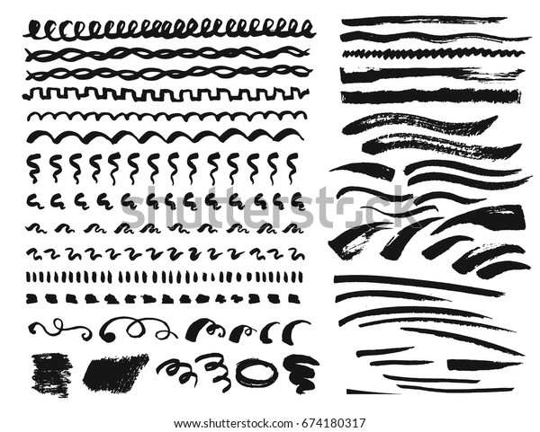 Hand Drawn Vector Set Horizontal Lines Stock Vector (Royalty Free ...