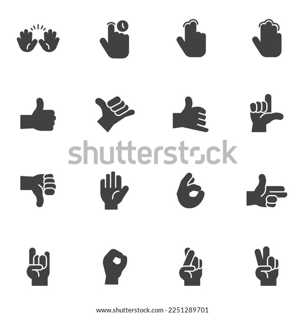 Hand Gestures Vector Icons Set Modern Stock Vector (Royalty Free ...