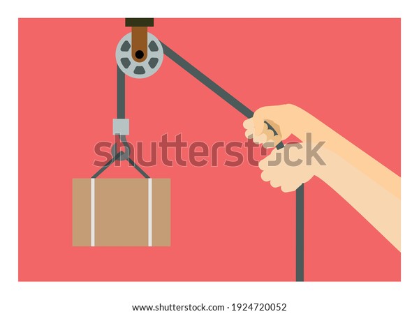 Hand Pulling Pulley Simple Flat Illustration Stock Vector (Royalty Free ...
