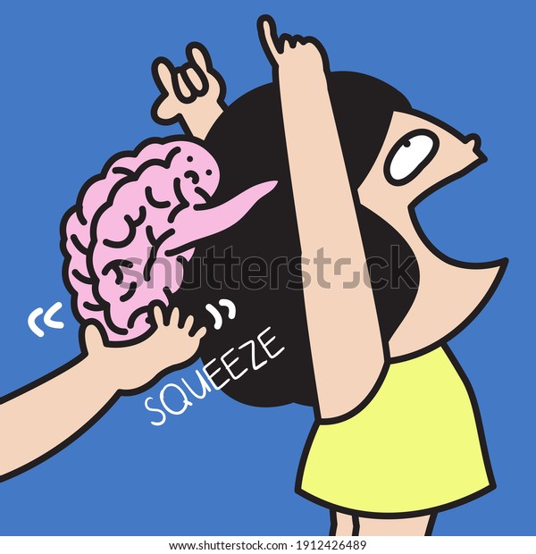 Hand Squeezing Separating Stress Brain Happy Stock Vector (Royalty Free ...