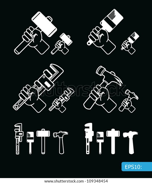 Hand Tools Icon Set Vector Stock Vector (Royalty Free) 109348454 ...