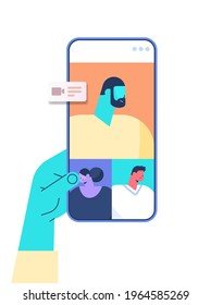 Hand Using Mobile App Virtual Conference Stock Vector (Royalty Free ...
