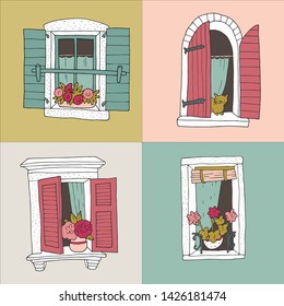 Handdrawn Cute Windows Set Vector Stock Vector (Royalty Free ...