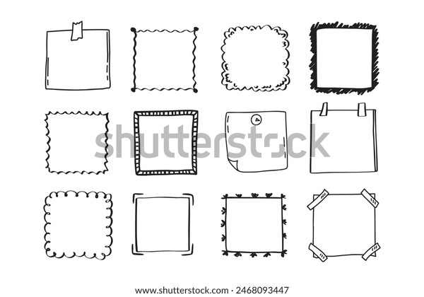 Handdrawn Set Square Scribbles Frame Doodle Stock Vector (Royalty Free ...