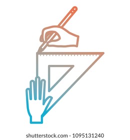 Hands Drawing Triangular Geometric Rule School Stock Vector (Royalty ...