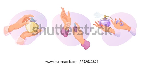 Hands Spray Perfume Set Vector Illustration Stock Vector (Royalty Free ...