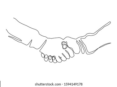 Handshake Continuous Line Vector Drawing Business Stock Vector (Royalty ...