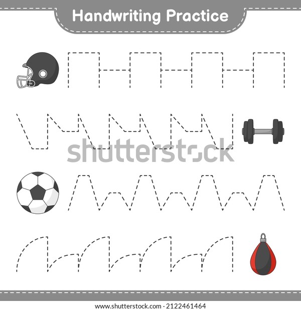 Handwriting Practice Tracing Lines Soccer Ball Stock Vector (Royalty ...