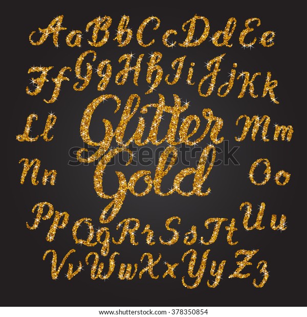 Handwritten Glitter Gold Alphabet Vector Font Stock Vector (Royalty ...