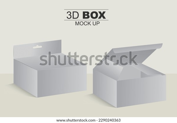 Hanging Normal Packaging Box Mockup Half Stock Vector (Royalty Free ...