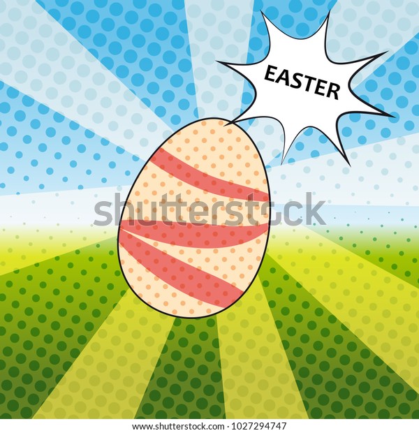 Happy Easter Pop Art Vector Illustration Stock Vector (Royalty Free ...