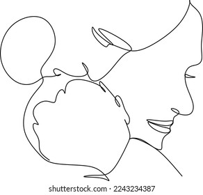 Happy Family Continuous Line Art Drawing Stock Vector (Royalty Free ...