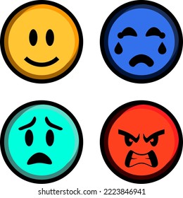 Happy Sad Fear Angry Faces Vector Stock Vector (Royalty Free ...